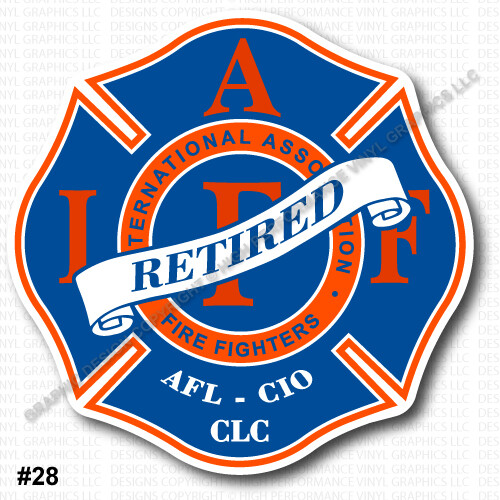 IAFF Firefighter HELMET Decal 2" RETIRED Sticker Intense Blue Org ...