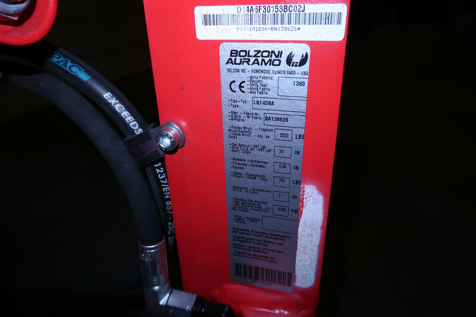 Bolzoni Turn-a-Fork Clamp Attachment, Class II mount, 2500 lb Capacity ...