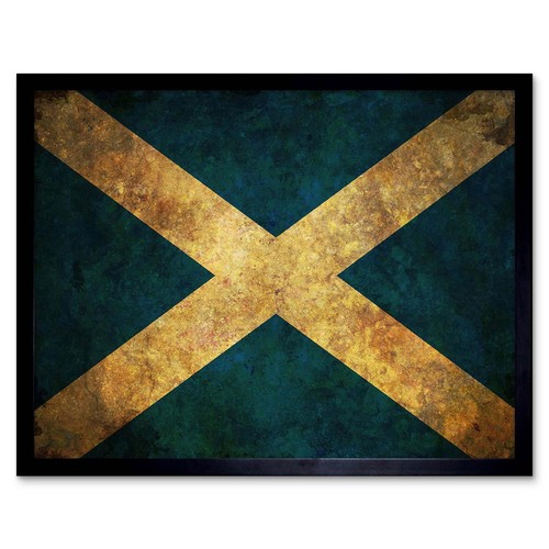 Flag National Scotland Saltire Blue White Stressed Grunge 12X16 Framed ...