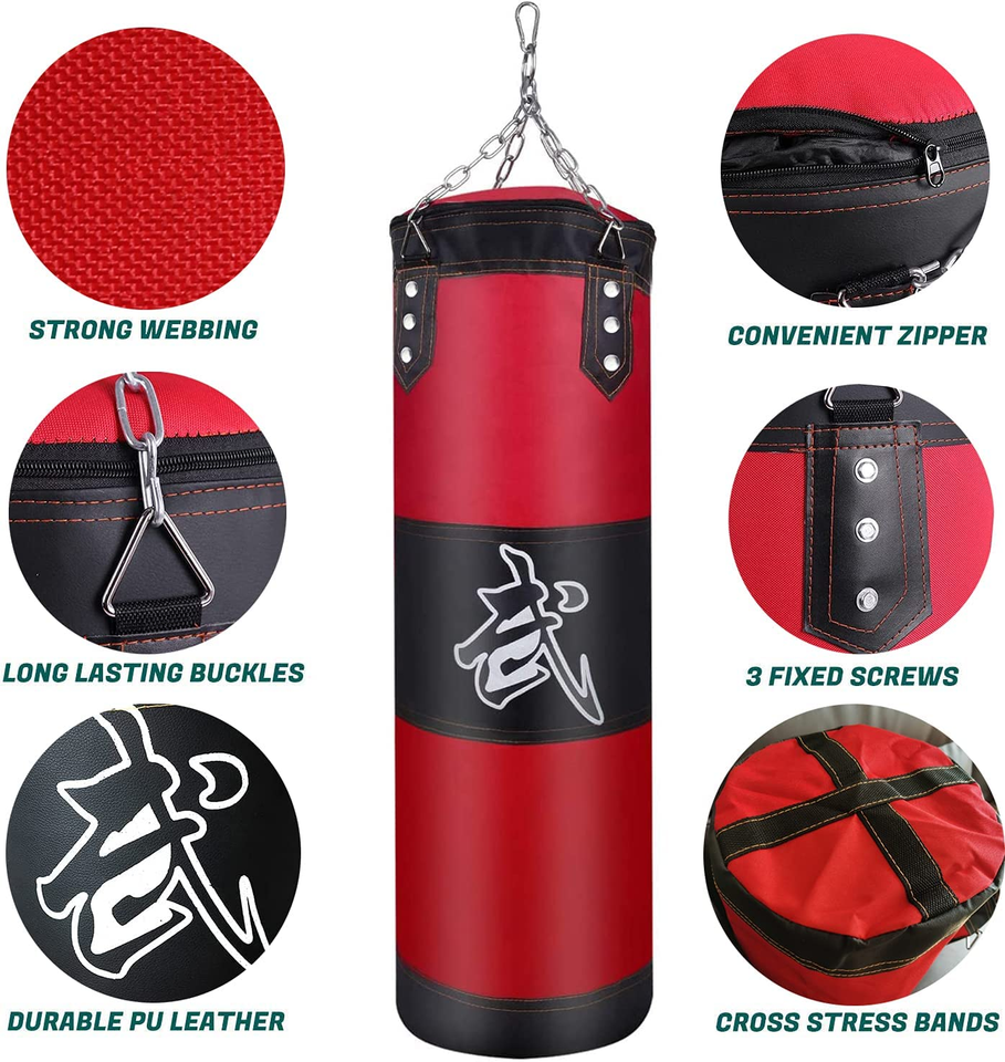 Heavy Boxing Hanging Punching Bag Full set for Adults & Youth martial ...