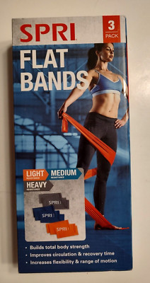 SPRI Flat Bands Resistance Stretch Band Kit 3 Pack (Light Medium Heavy ...