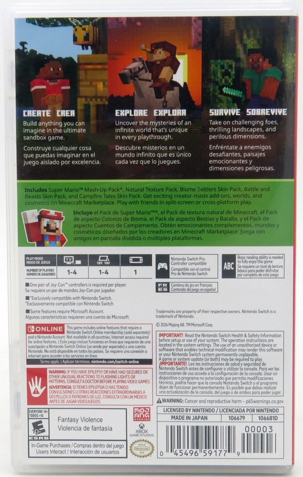 Minecraft + Super Mario Mash up Pack - Nintendo Switch Brand New ...