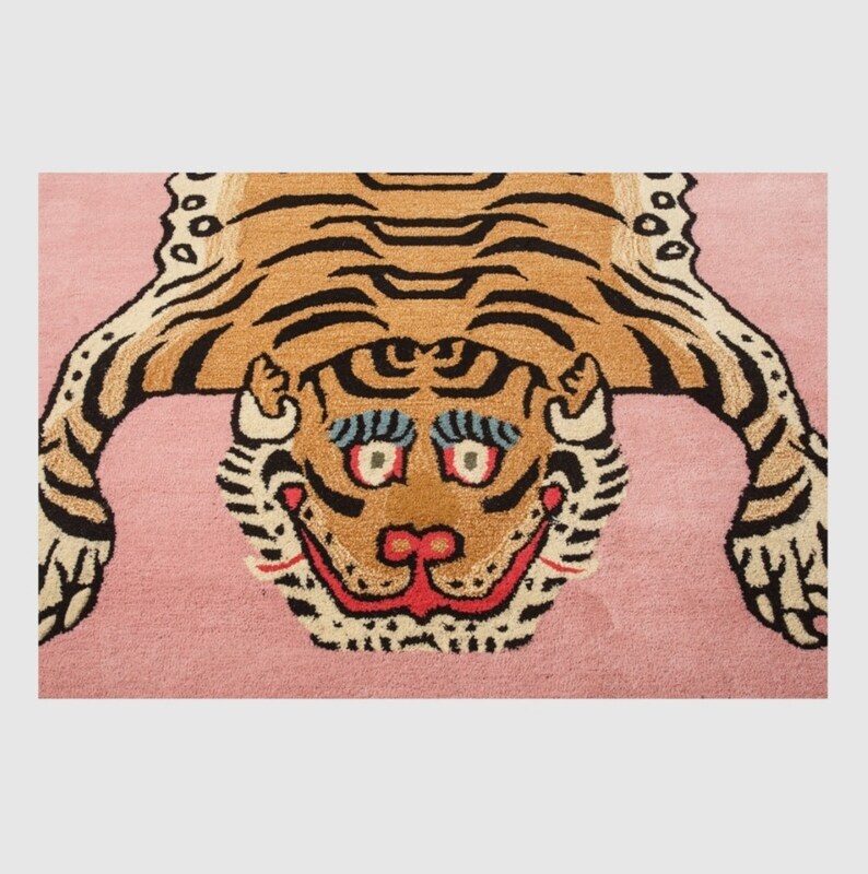 Modern Tibetan Tiger Animal Shape Woolen Hand Tufted Area Rug gold ...
