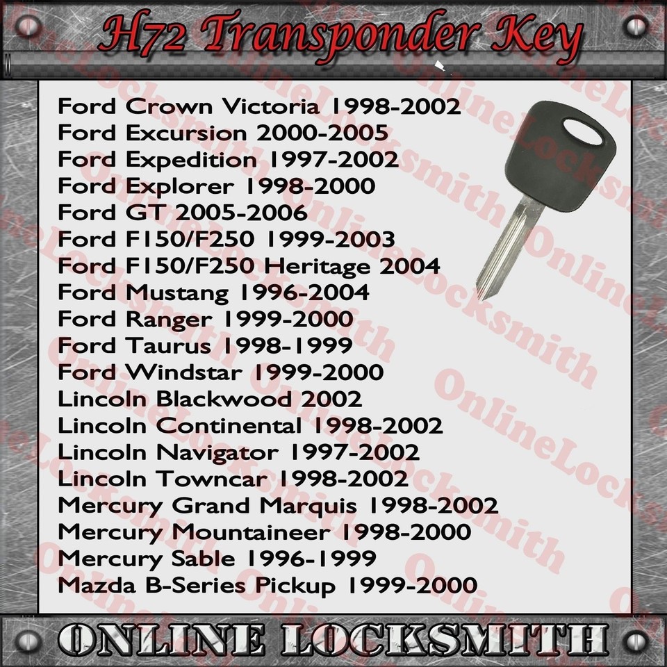New Transponder Chip Ignition Service Key 011R0221 For Ford Lincoln ...