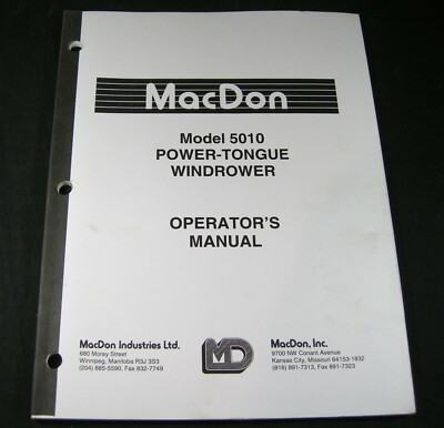 MacDon 5010 Power Tongue Windrower Swather Operators Maintenance ...