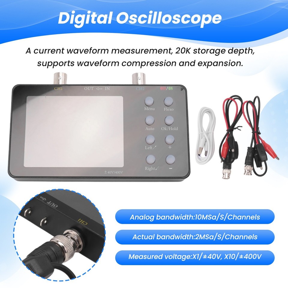 Digital Oscilloscope Dual-Channel 50M Sampling Rate 10M Analogue ...