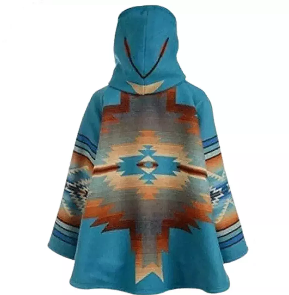 Women Wool Fleece Coat Claw Button Hooded Jacket Poncho Overcoat Warm ...