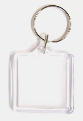 SQUARE PHOTO HOLDER KEYRING Acrylic Plastic Blank Key Ring for ...