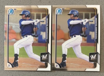 2 Lot 2015 Bowman Chrome Draft Baseball MLB #23 Monte Harrison Base ...