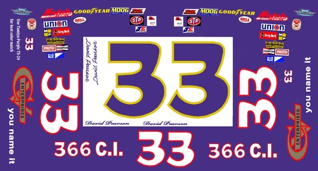 #33 David Pearson CV Enterprises Pontiac GTO 1/32nd Scale Slot Car ...