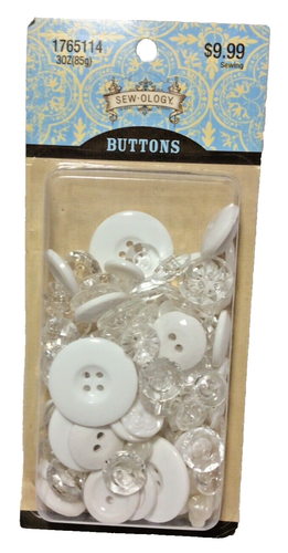Sew-Ology Buttons 3oz Pack White And Clear | eBay