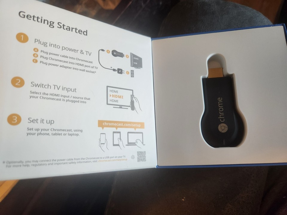 Google Chromecast (1st Gen) Streaming Media Player H2G2-42. In Box ...