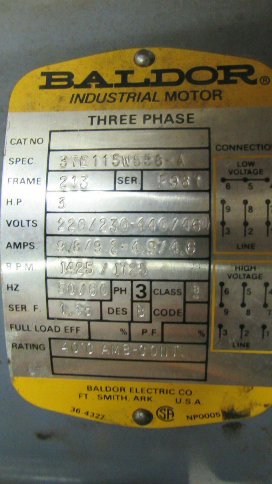 Baldor Brake Motor 3hp Dual Shaft 213 Frame | eBay