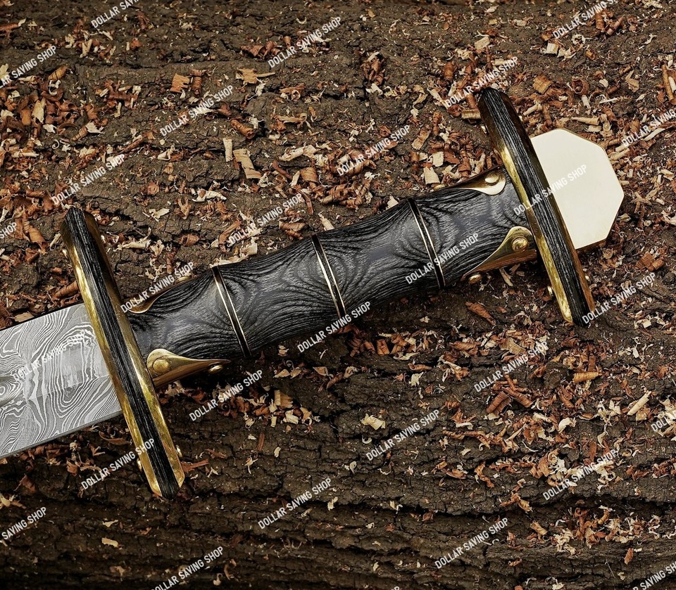 Fully Hand Forged Damascus Steel Medieval / Viking Sword With Leather ...