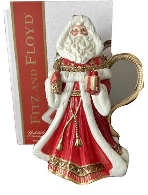 FITZ AND FLOYD Yuletide Holiday Santa Claus Father Christmas Pitcher 12 ...