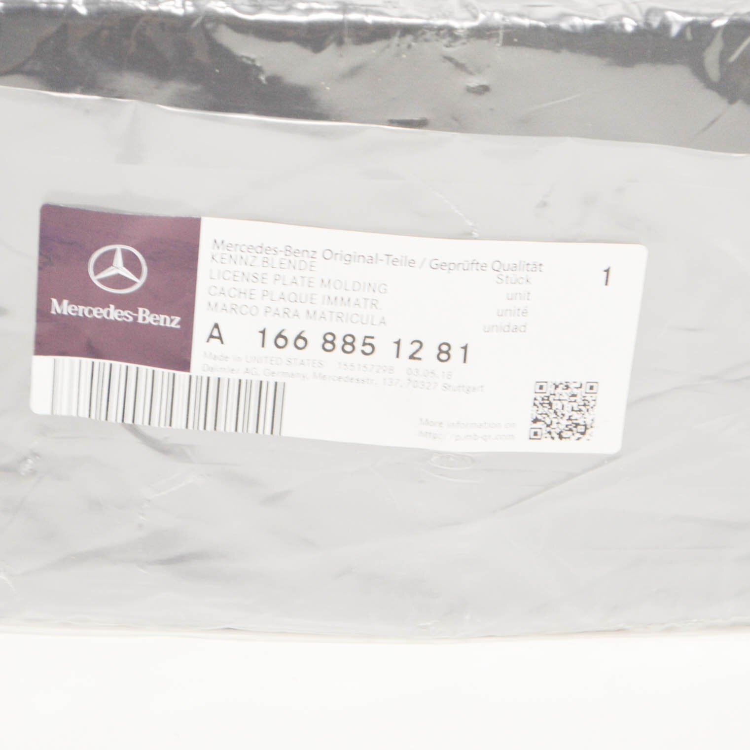 Mercedes-Benz Gl-class X166 Front License Plate Holder A1668851281 ...