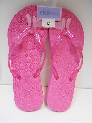 Girl's Medium Peace Sign Flip Flops NEW Hot Pink SUPER CUTE! Great Gift ...