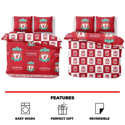 Liverpool FC Crest Double Duvet Set Reversible YNWA Football Bedding ...