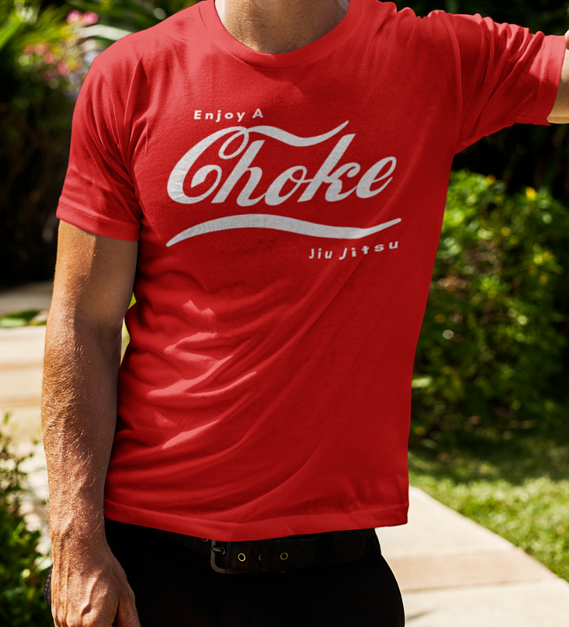 Jiu Jitsu Shirt Choke New Men's Red Enjoy Jiu Jitsu Cream T Shirt C12