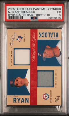 Nolan Ryan / Hank Blalock - 2005 Fleer National Pastime Dual Relic PSA ...
