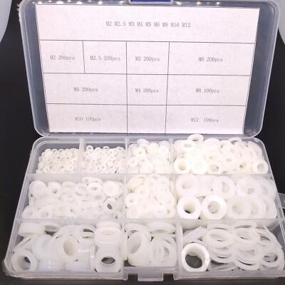 1500pcs White Nylon Flat Washers Assortment Kit | eBay