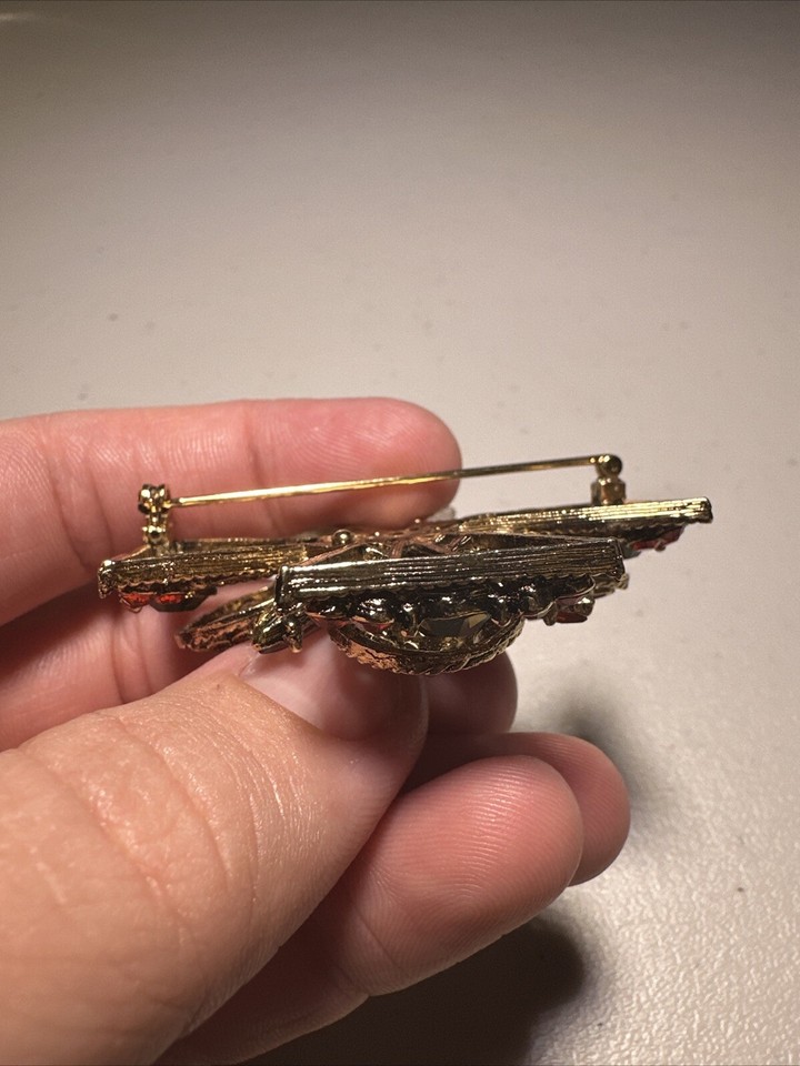 Vintage EMMONS Maltese CROSS Filigree Rhinestone Goldtone Brooch Pin ...