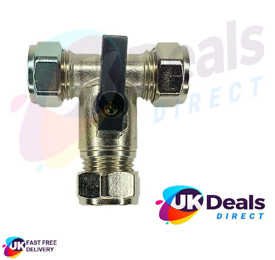 15mm Isolating Tee Valve Lever Handle On/Off Service Valve Compression ...