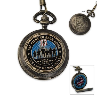 2nd Amendment Pocket Watch Veteran This land we will Defend | eBay