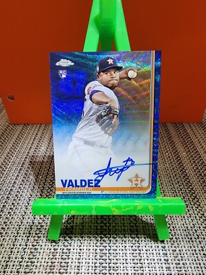 FRAMBER VALDEZ 2019 TOPPS CHROME ROOKIE BLUE WAVE REFRACTOR AUTO #138/ ...