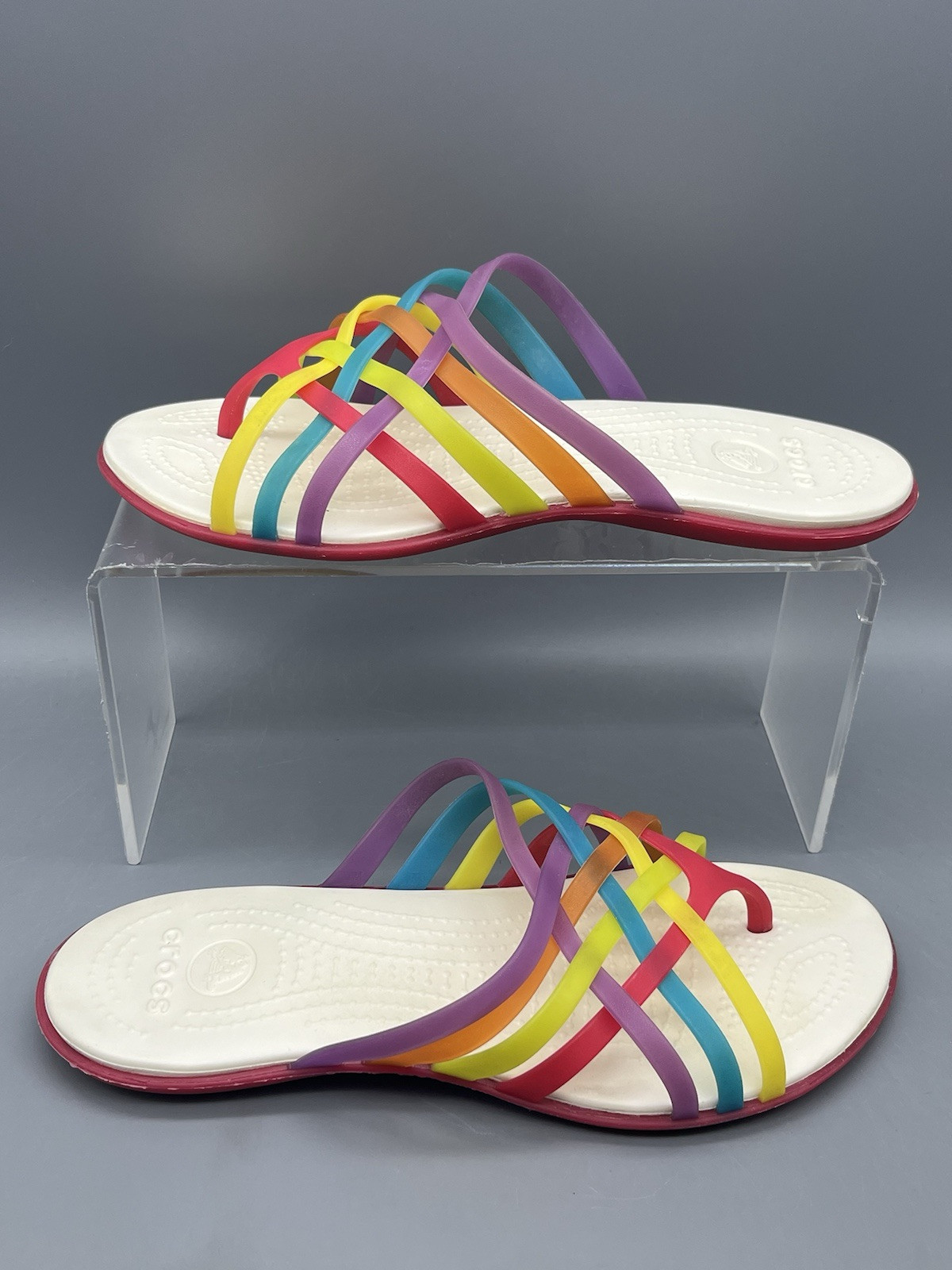 Crocs Huarache Sandals Women's 7 Rainbow Colored Jell… - Gem