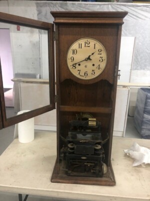 Antique Time Punch Clock- good condition, works, and has time punch ...