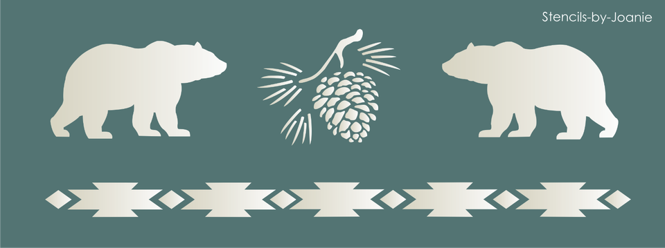 Rustic Bear STENCIL Pinecone Country Cabin Lodge DIY Outdoor Southwest ...