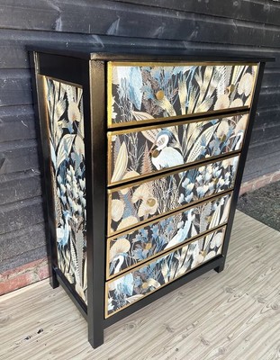 Custom Order Upcycled Chest Of Drawers Black Drawers Wooden Tropical ...