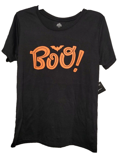 Way to Celebrate Halloween NEW♈Women's SS Tee size S (4-6)~black Boo ...