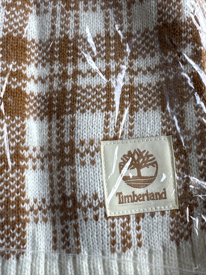 New Timberland Scarf Wheat Plaid One Size Winter Fall Logo T101808 NWT ...