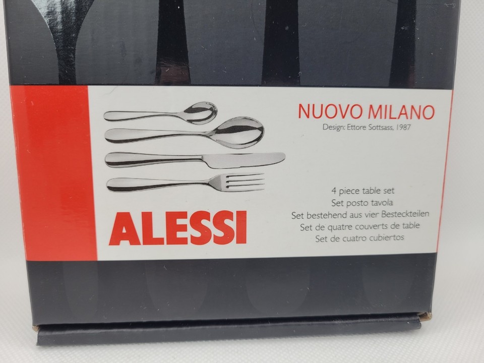 Alessi Nuovo Milano 4 Piece Cutlery Set Knife Fork Spoon Designer ...