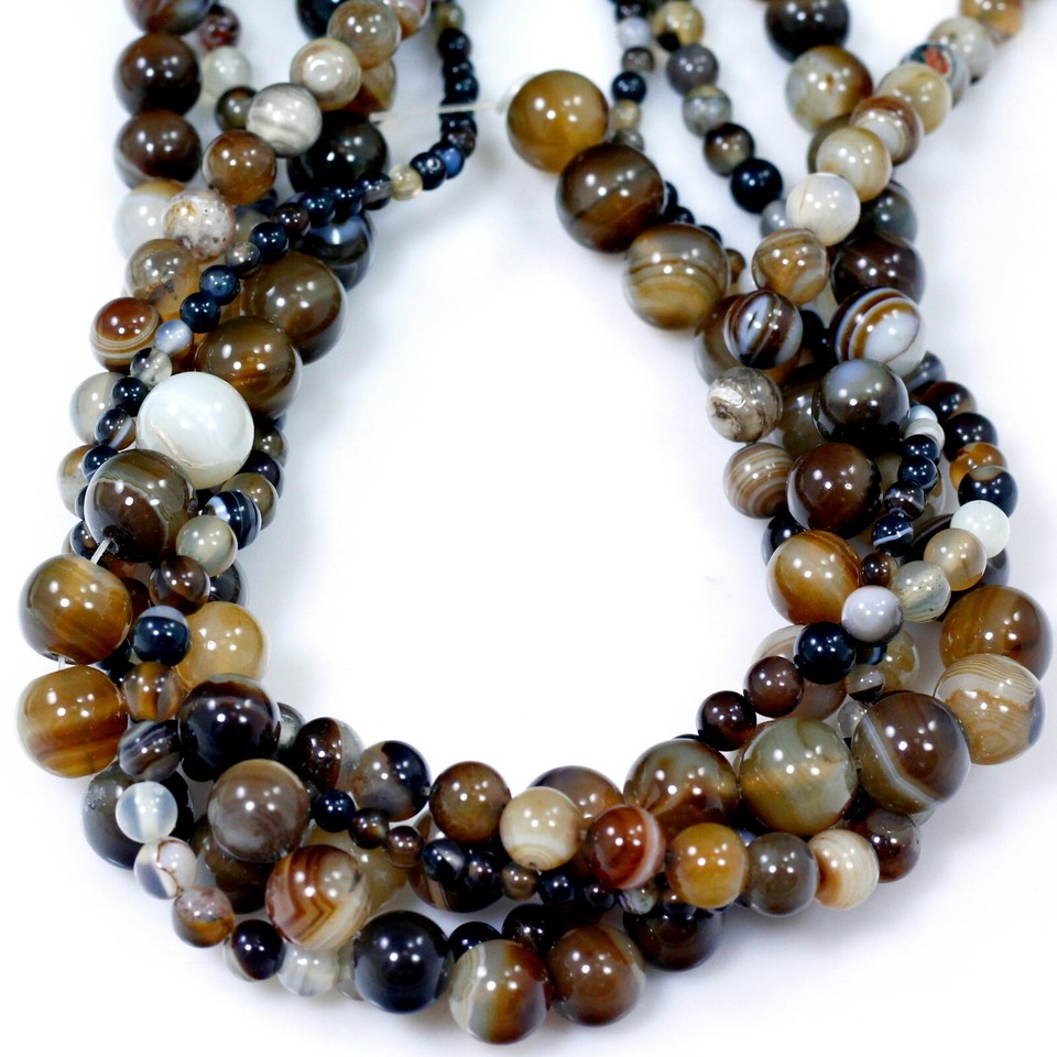 Natural Gemstone Round Loose Bead 4mm 6mm 8mm 10mm 12mm 15" Bulk lot ...