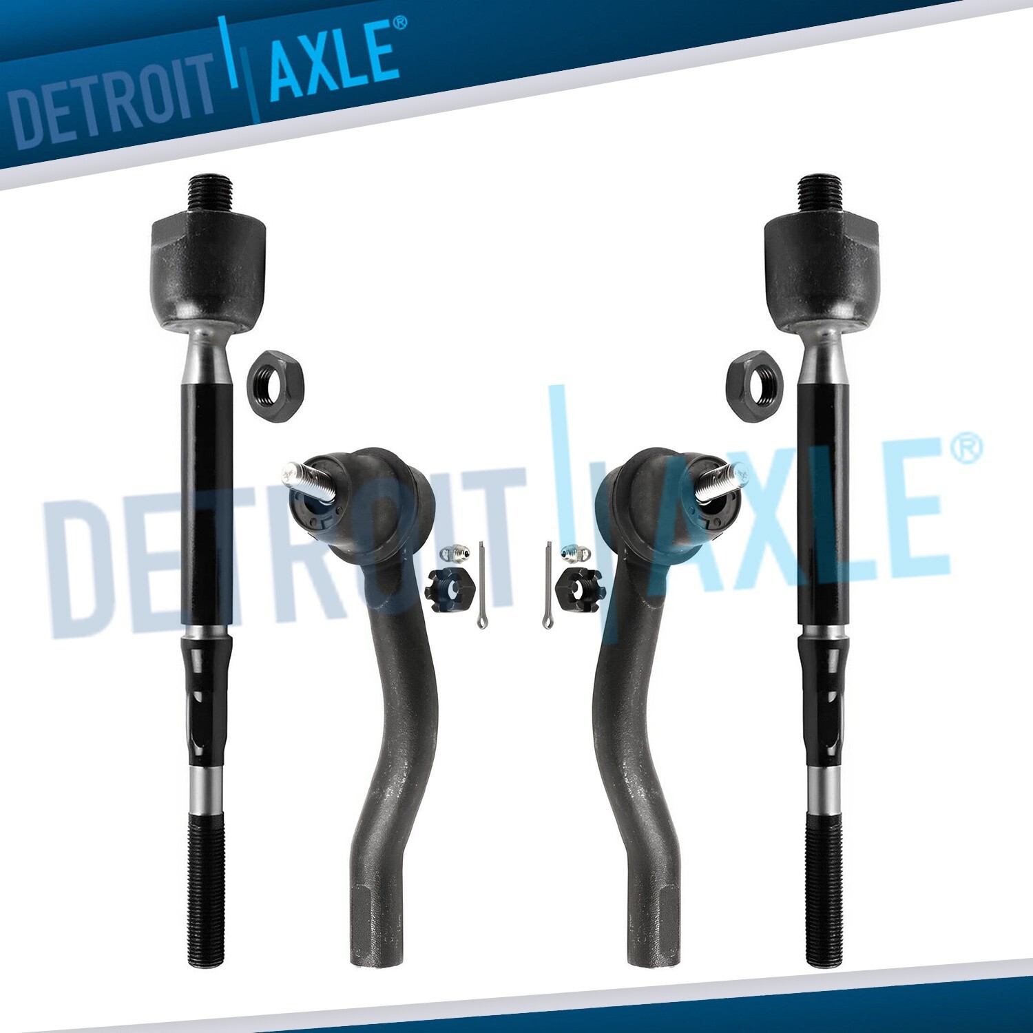 4pc Front Inner Outer Tie Rods Assembly for 2012 - 2019 Nissan Micra ...