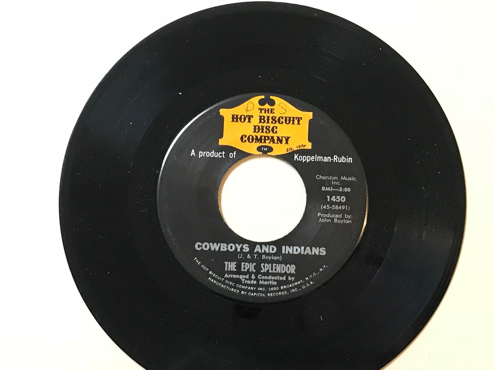 GARAGE PSYCH 45 RPM RECORD - THE EPIC SPLENDOR - HOT BISCUIT COMPANY ...