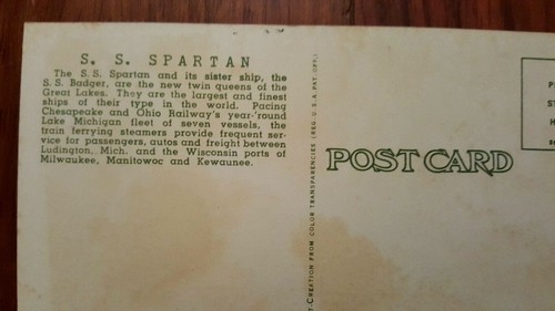 Vintage Postcard 1950s SS Spartan Steamer Ship Boat Queen Great Lakes ...