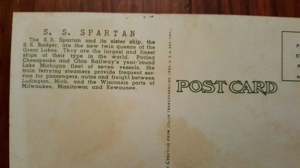 Vintage Postcard 1950s SS Spartan Steamer Ship Boat Queen Great Lakes ...