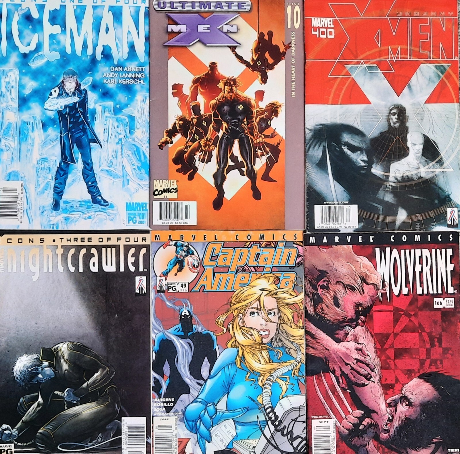 Marvel Comics Set of 5 lot Iceman, Wolverine, ExMen (2), Nightcrawler ...