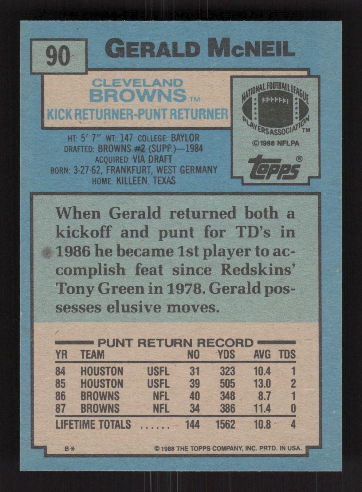 1988 Topps - #90 Gerald McNeil for sale online | eBay