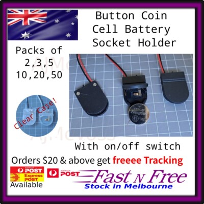 CR2032 Button Coin Cell Battery Socket Holder Case Cover With ON/OFF ...