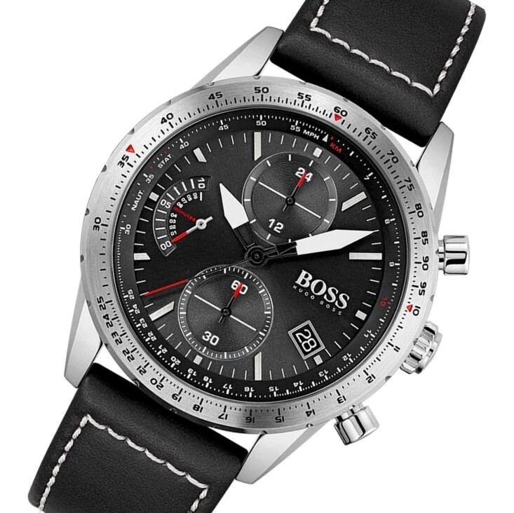 HUGO BOSS Pilot Edition Chrono Men's Black Watch - 1513853 for sale ...