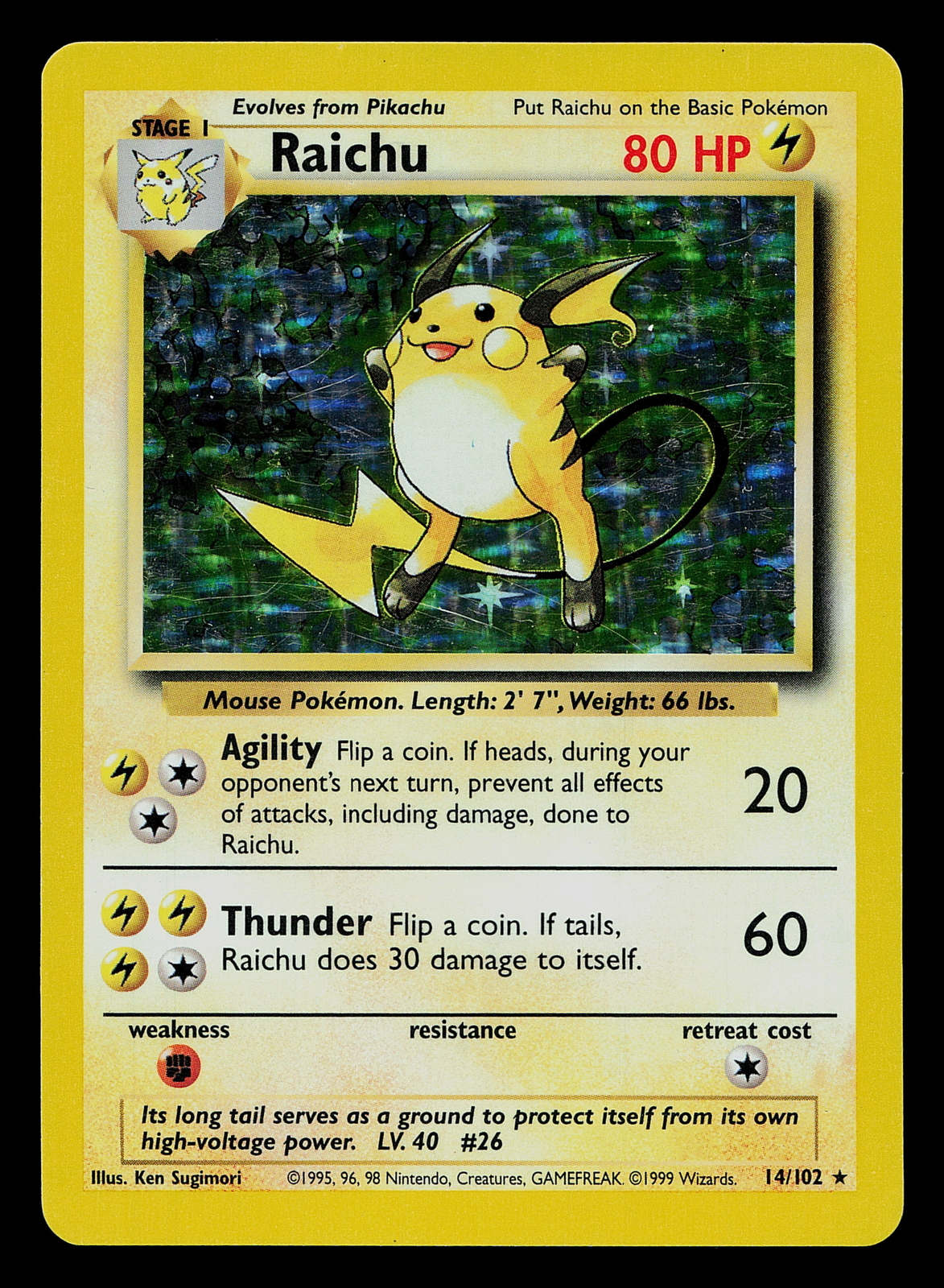 Pokemon Card - Raichu Base Set 14/102 Holo Rare | eBay