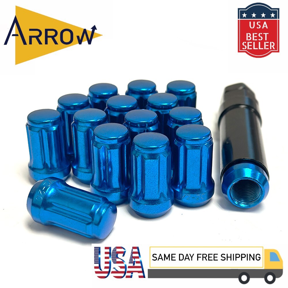 20x Blue 1/2-20 Spline Tuner Style Lug Nuts and Key Fit Ford Models | eBay