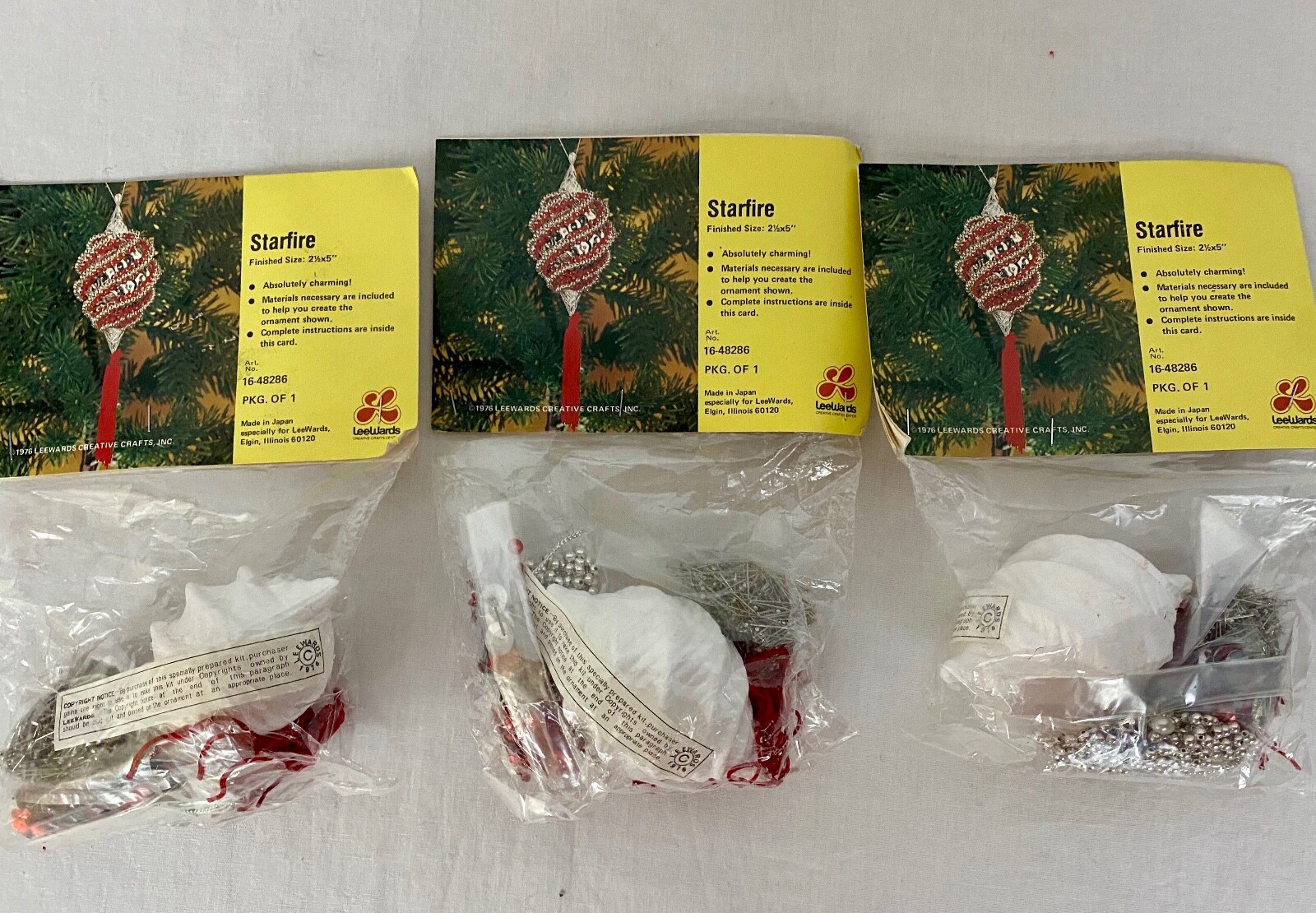 Lot of 3 LeeWards STARFIRE Swirl Vintage Sequin Bead Christmas Ornament ...