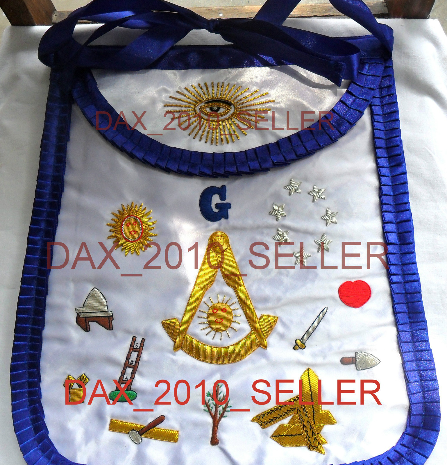 HAND EMBROIDERED MASONIC PAST MASTER APRON WITH ALL MASONIC SYMBOLS ...