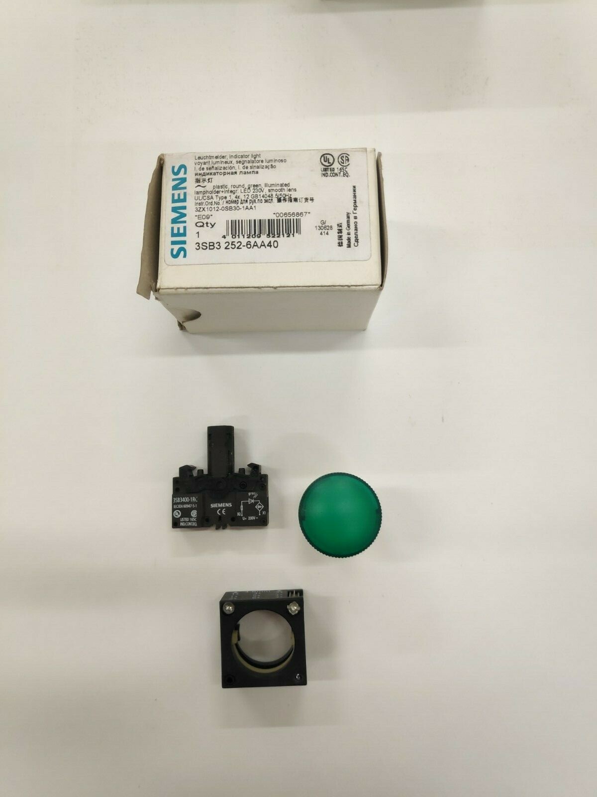 New Siemens 3SB3252-6AA40, Green Led INDICATOR LIGHT, 230V | eBay